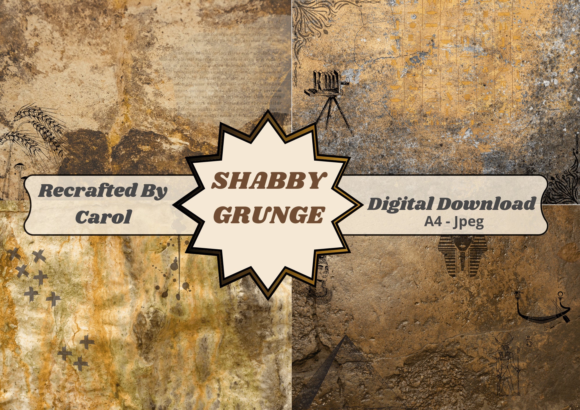 Shabby Grunge Scrapbook Papers Instant Digital Download - Etsy
