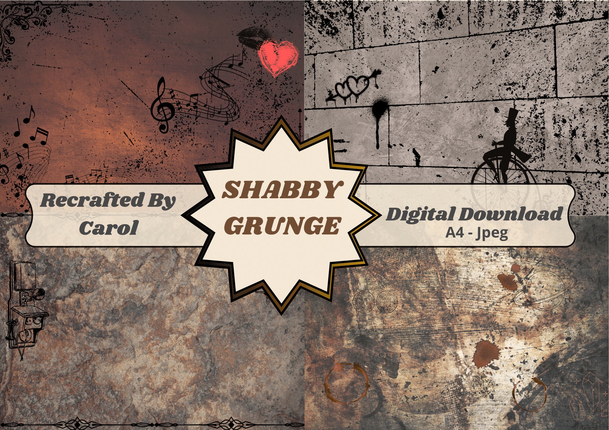Shabby Grunge Scrapbook Papers Instant Digital Download - Etsy
