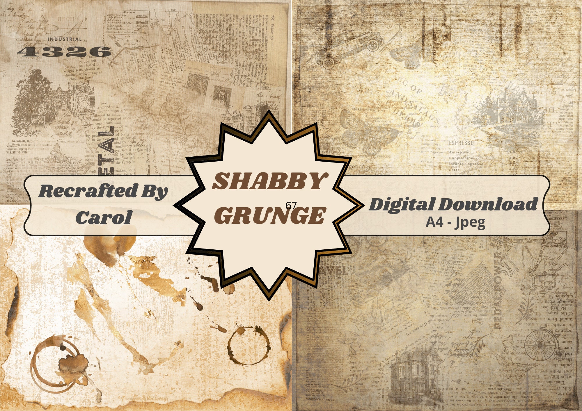 Shabby Grunge Scrapbook Papers Instant Digital Download - Etsy