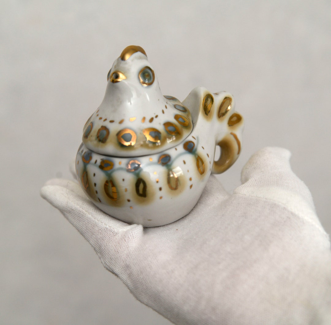 Ukrainian Porcelain Salt Shaker Chicken Small Decorative Container for ...