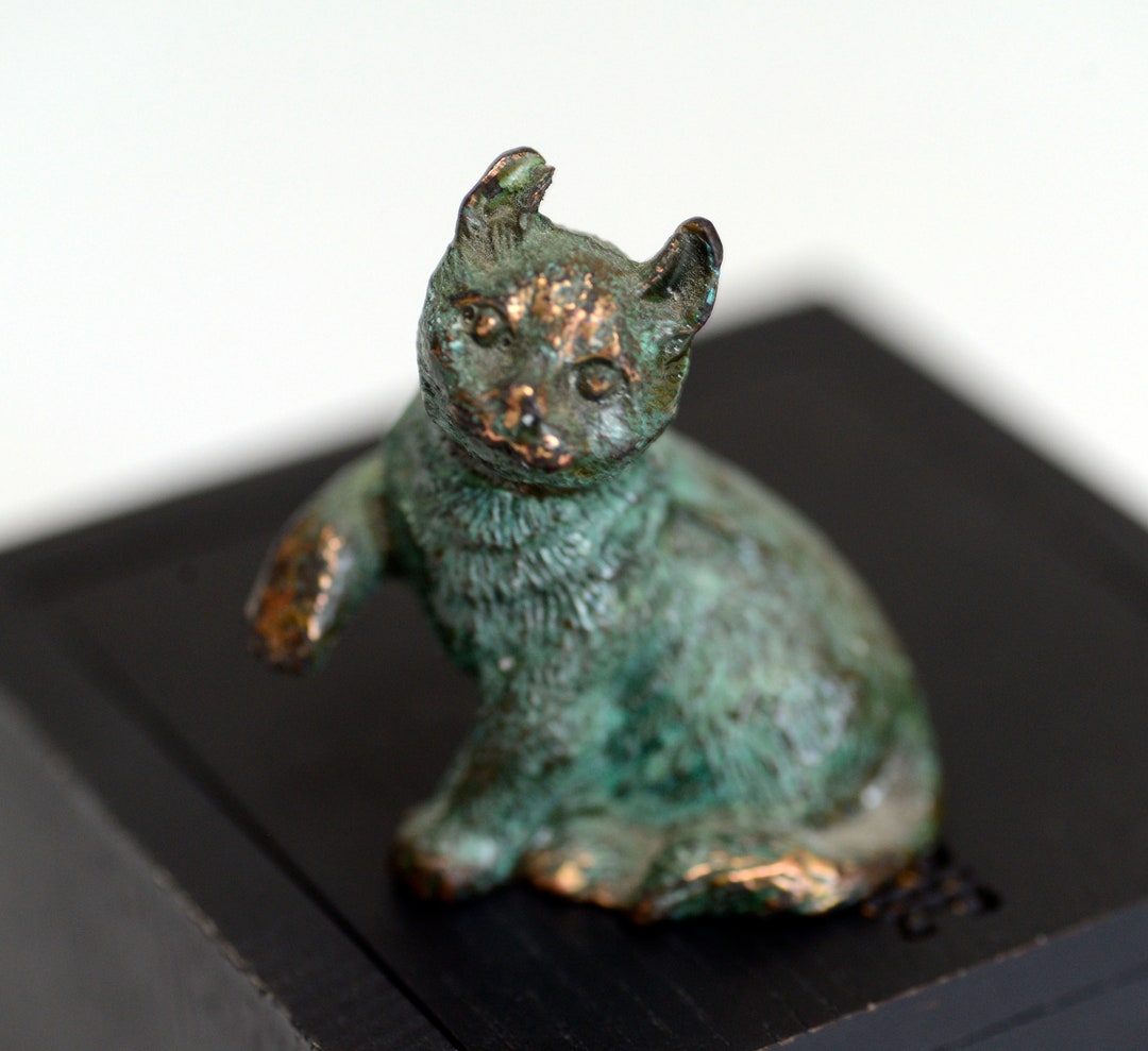 Bronze Cat Miniature 5 Cm (2 Inches) Cute Small Cat Handmade Bronze ...