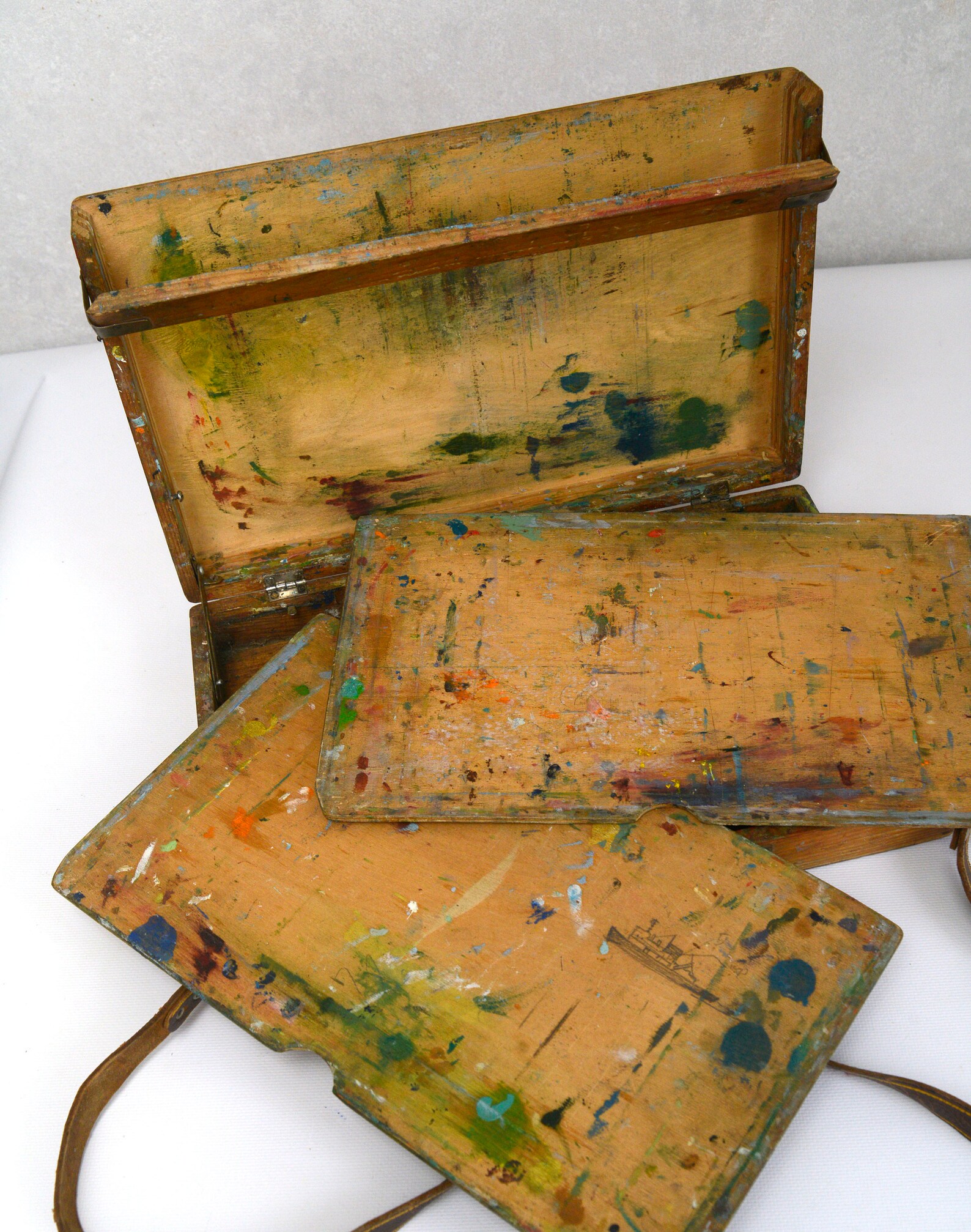 Old Wooden Painter's Box With Artist's Palette ,vintage Painters Tool ...