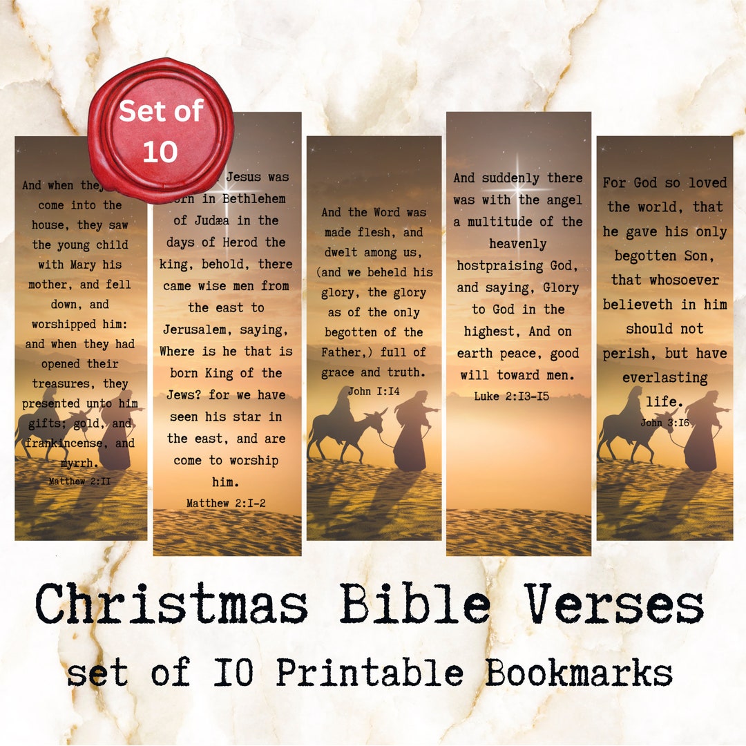 Christmas Bible Verses Printable Bookmarks Bundle Christmas Gift Tags ...