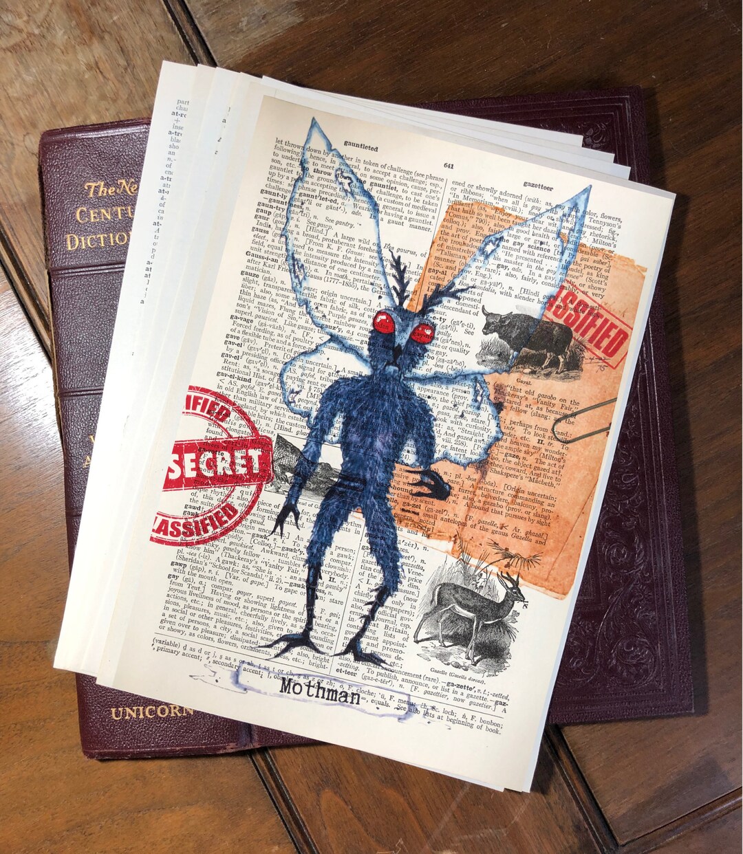 Dictionary Prints Mothman Cryptid Vintage Art Print Retro Wall Art ...