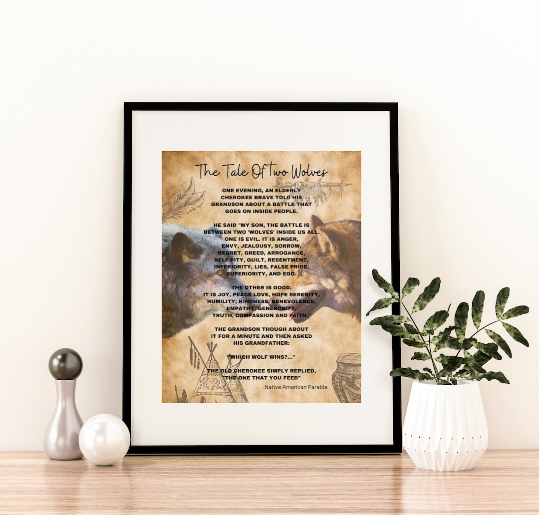 Tale of Two Wolves PRINTABLE the Wolf You Feed Legend Native American ...