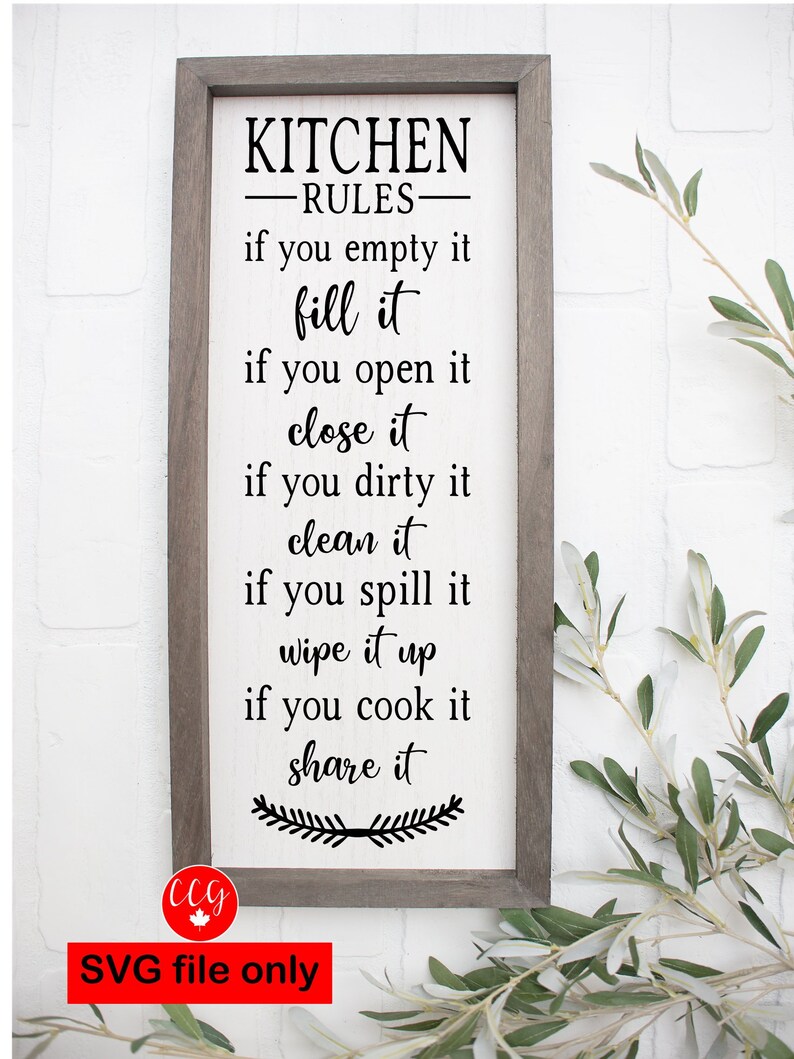 Kitchen Rules if you empty it fill it if you open it close | Etsy