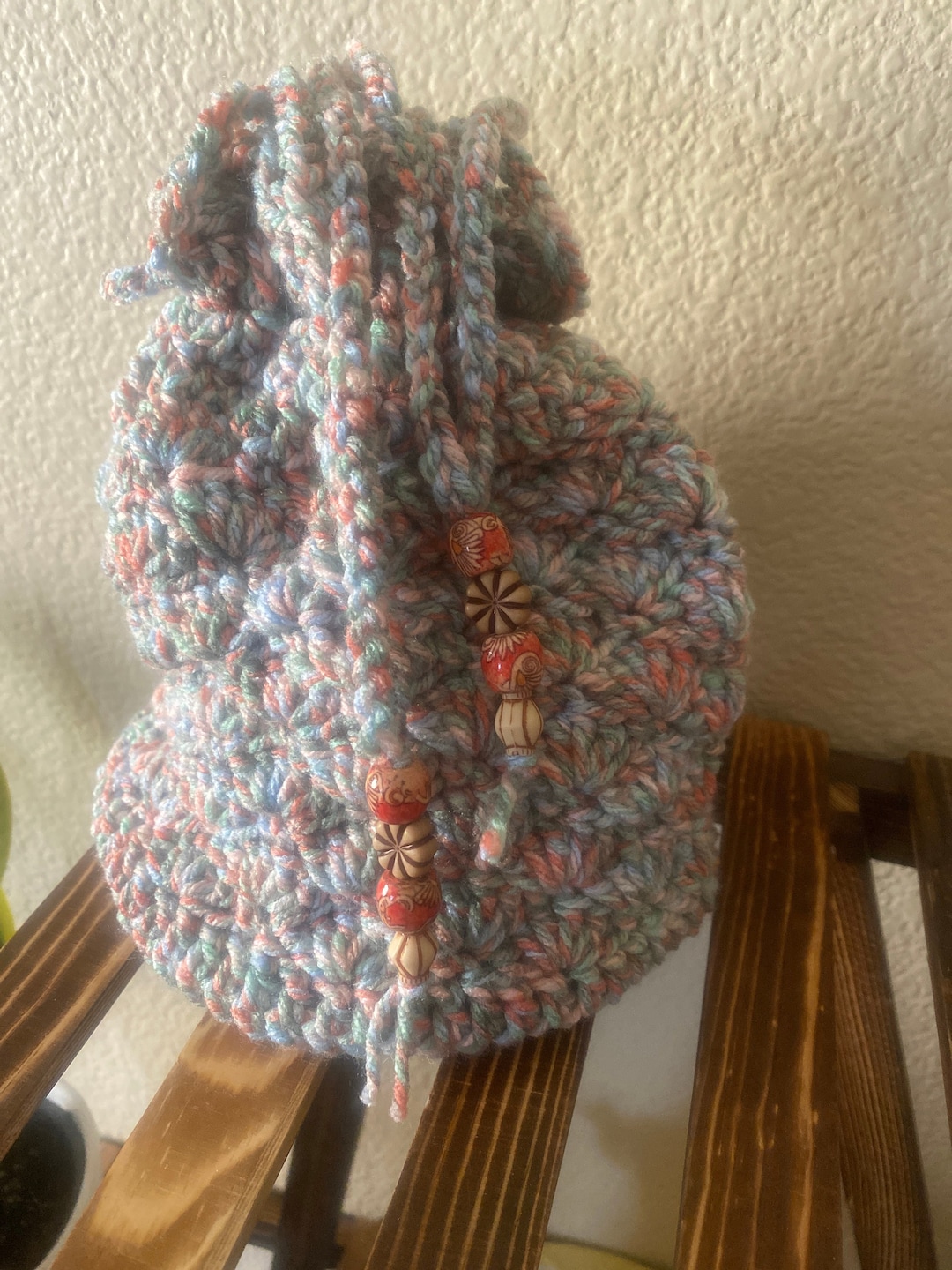 Small Crochet Drawstring Bag - Etsy