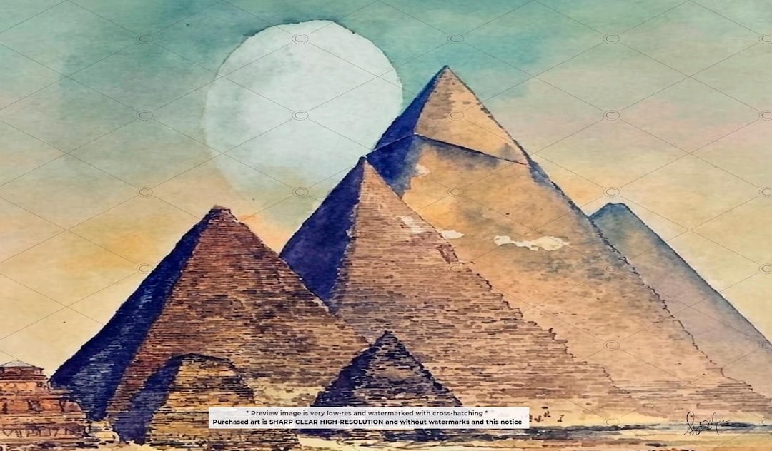 Pyramids Pyramid Art Ancient Egyptian Art Egypt Watercolor Professional ...