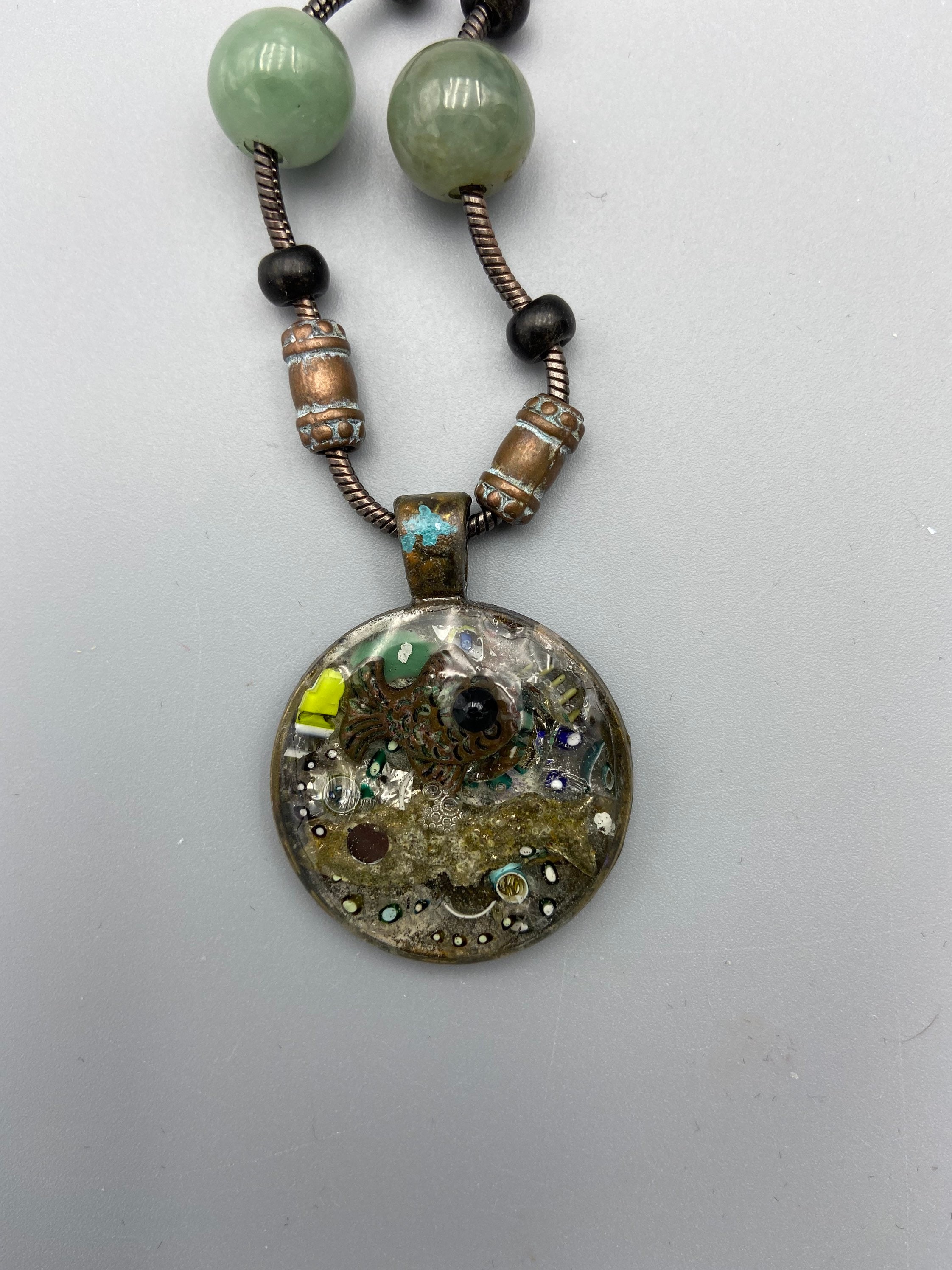 Hand Blown Millefiori Mosaic Pendant Necklace With Two Fish - Etsy