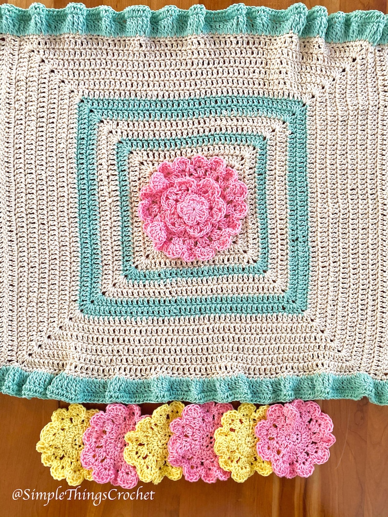 Easy Crochet Table Runner Spring Table Runner and Flower - Etsy