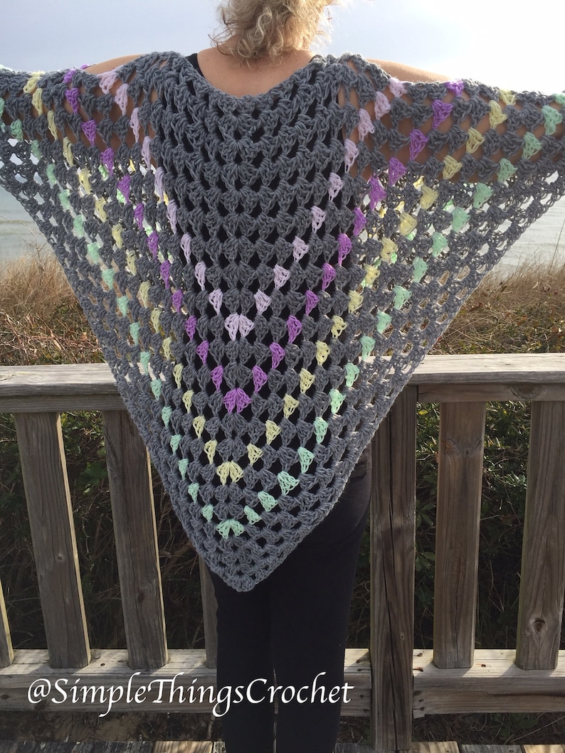 Easy Crochet Poncho Pattern Easy Crochet Sweater Triangle - Etsy