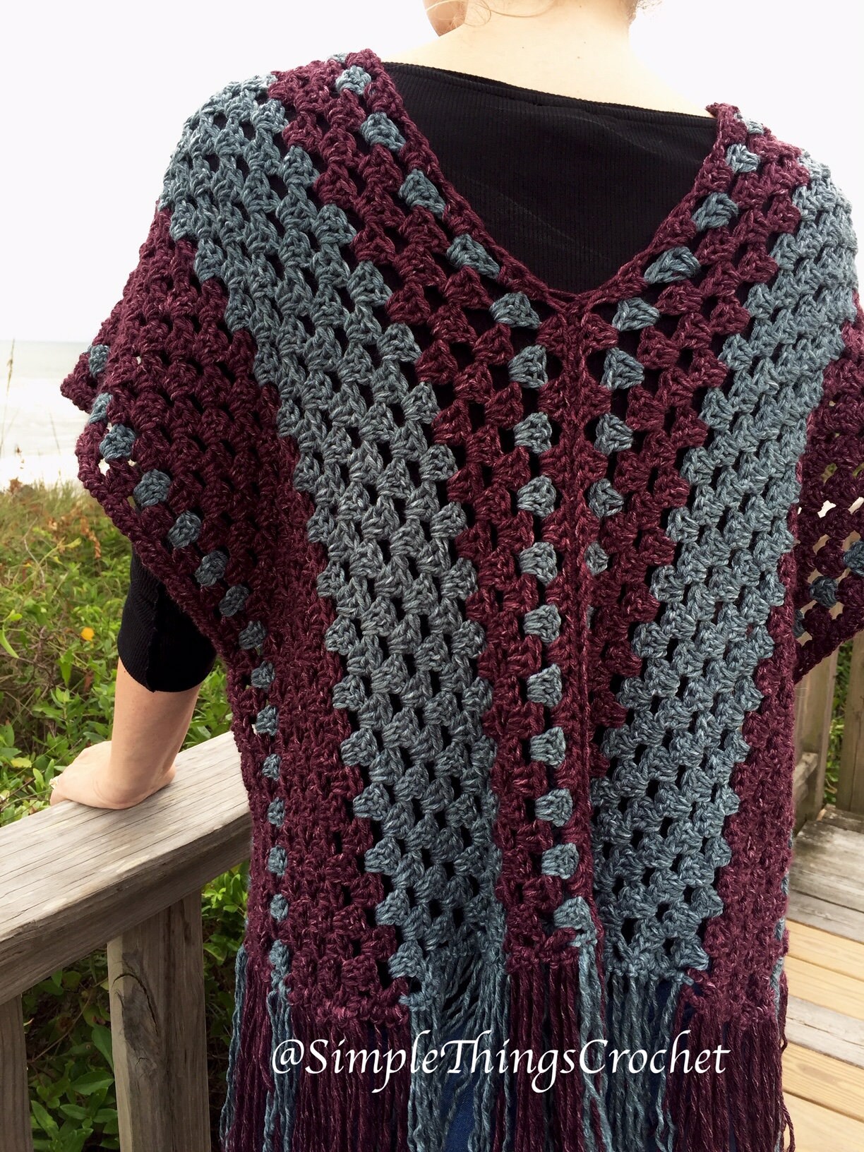 Simple Crochet Poncho Pattern, Easy Crochet Poncho Top, Granny Stitch ...