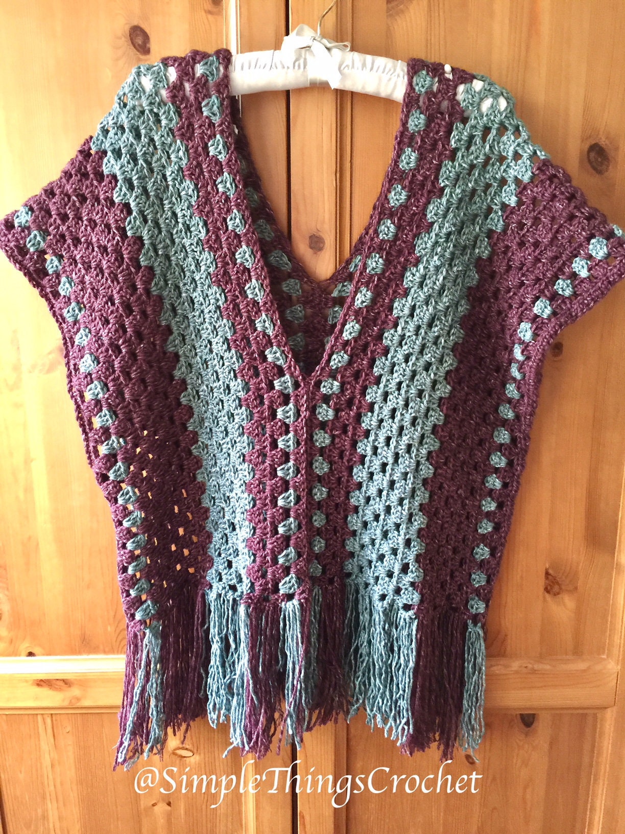 Simple Crochet Poncho Pattern, Easy Crochet Poncho Top, Granny Stitch ...