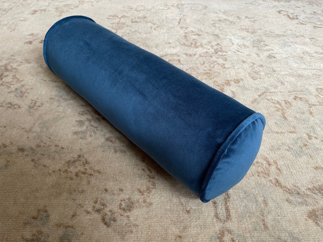 Blue Navy Bolster Velvet Cover, Large Bolster Pillow, Navy Velvet ...