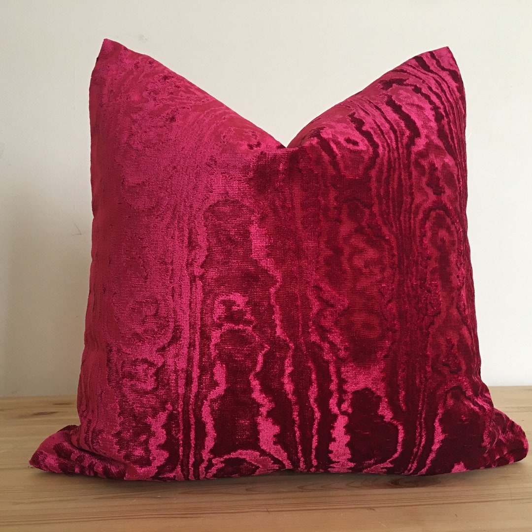 Red Velvet Pillow Cover, Moire Rich Red Pillow Cover, Textured Luxury ...