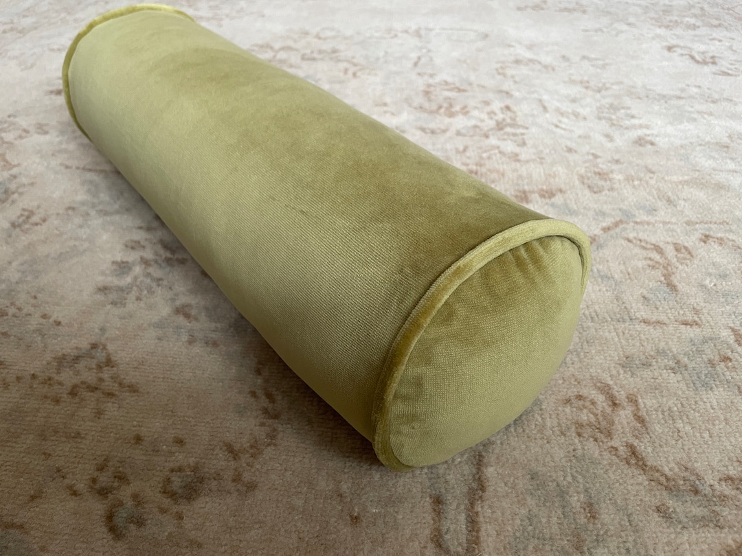 Apple Green Bolster Velvet Cover, Green Velvet Pillow, Light Green ...