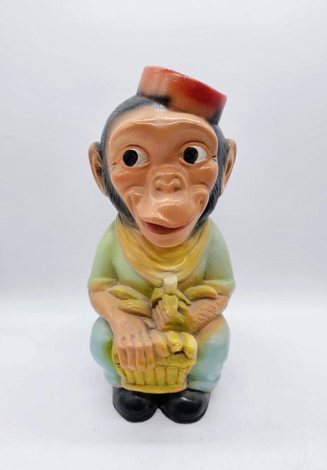 Vintage 1950's Monkey Bellhop With Bananas Chalkware Piggy Bank Kitschy ...
