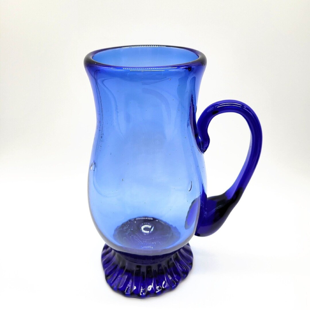 Cobalt Blue Art Glass 7.5" Tankard Stein Mug Handmade Vintage - Etsy