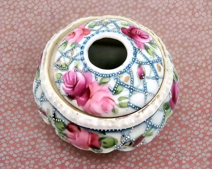 Antique Porcelain Victorian Hair Receiver Moriage Handpainted Flowers ...