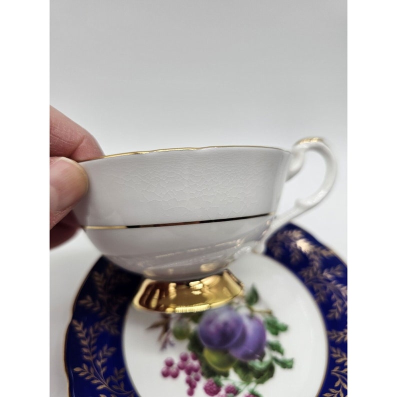 Imperial Teacup Pair and Single Saucer Cobalt Blue and Gold,fruit ...