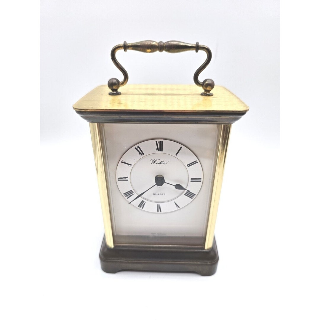Woodford Quartz Brass Carriage Style Mantel Clock Vintage West Germany ...