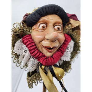 Katherine's Collection Mardi Gras Jester Doll Head on Stick Wand Wayne ...