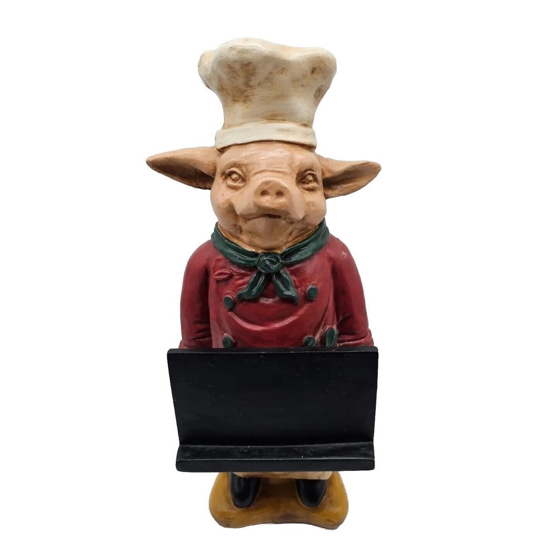 French Pig Chef Resin 15.5" Figure Recipe Card Holder Vtg. Well ...