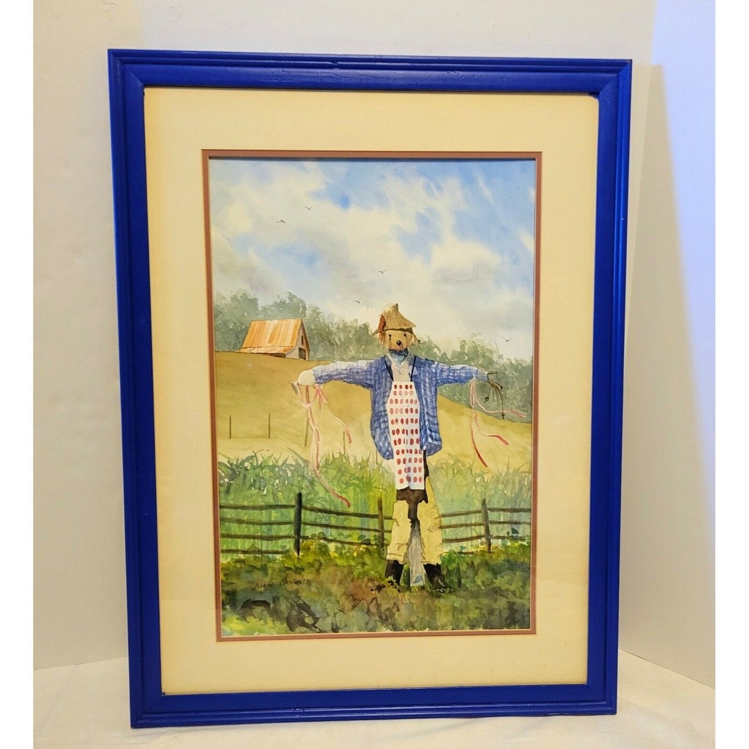 Scarecrow Watercolor Art Birmingham Alabama OOAK Warren Clements - Etsy