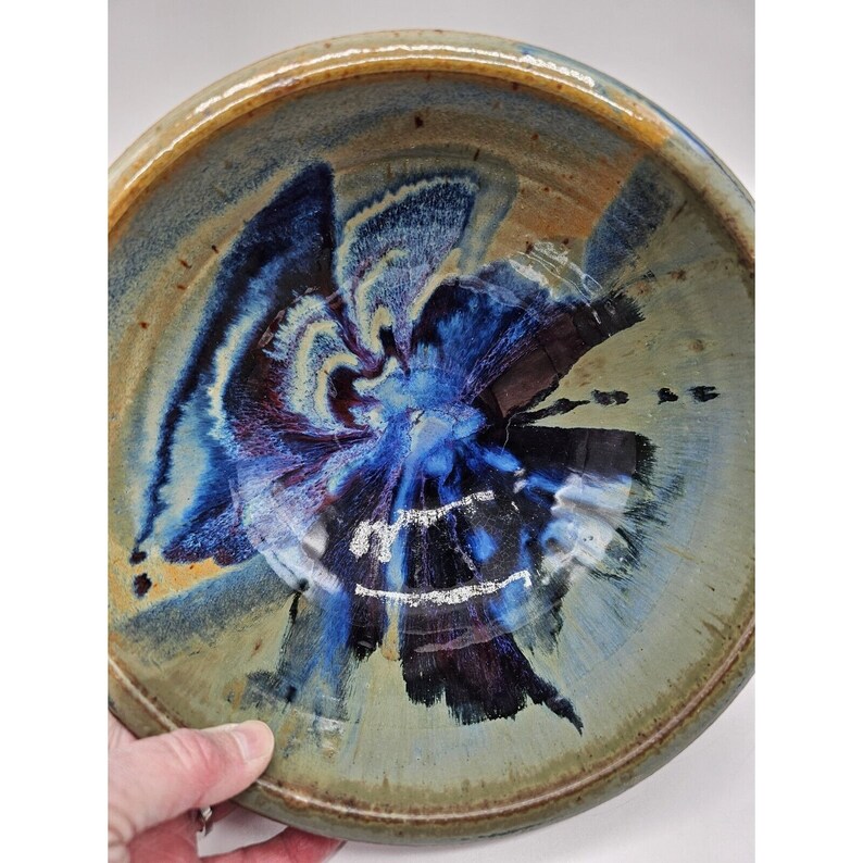 Art Pottery Geode 10" Bowl Vintage Signed by Artist Multicolored Glaze ...