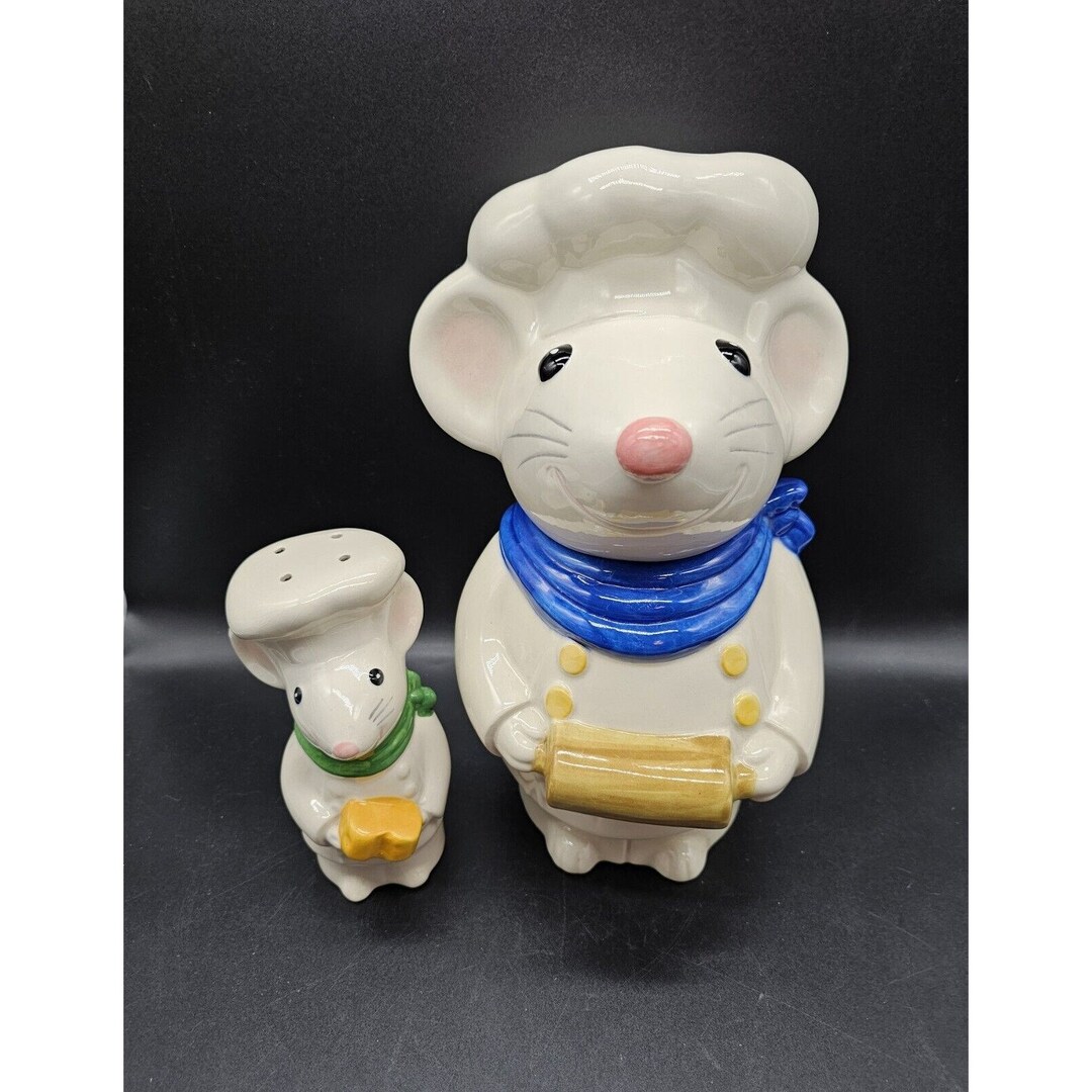 Vintage Metlox Mouse Chef Pierre Baker Cookie Jar and Grated Cheese ...