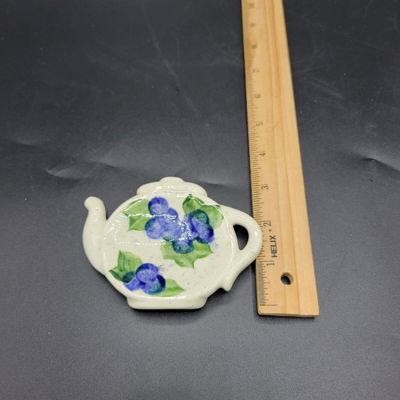 Sk Pottery Blueberries Handpainted Tea Bag/ Lemon Wedge Holders Set of ...