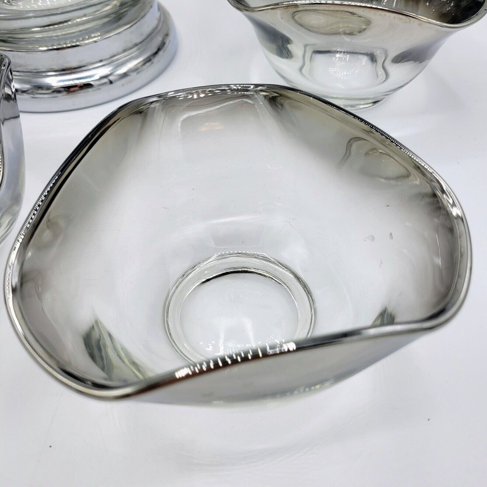 Vintage Dorothy Thorpe Wavy Smokey Silver Fade MCM Snack Bowl With 6 ...