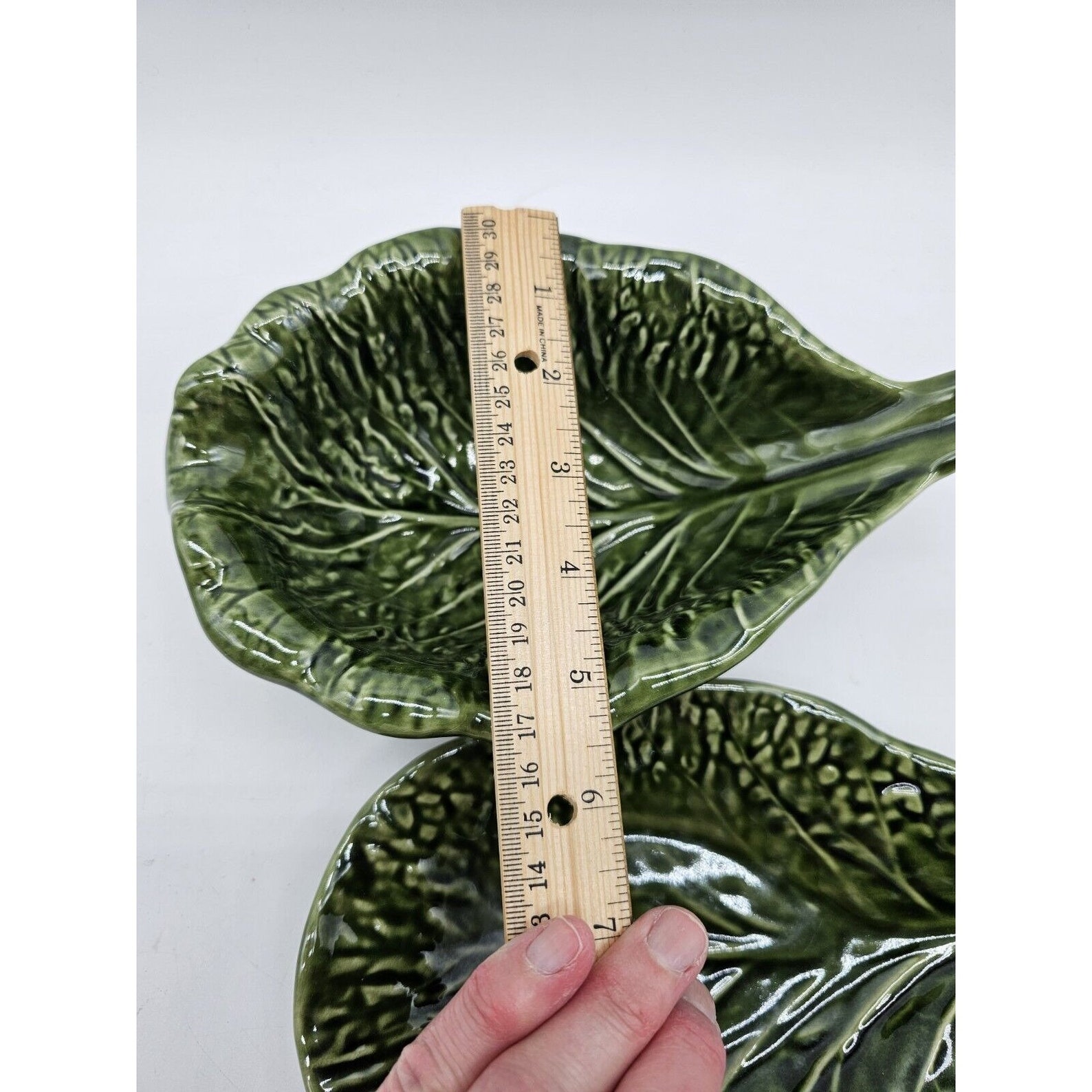 Vintage Cabbage Leaf Gravy Boat and Drip Bowl Ceramic Portugal? Green ...