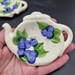 Sk Pottery Blueberries Handpainted Tea Bag/ Lemon Wedge Holders Set of ...