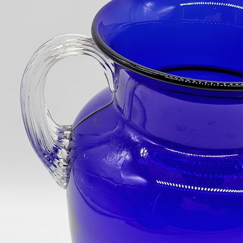 Vintage Cobalt Blue Glass Urn Style Vase With Applied Glass - Etsy