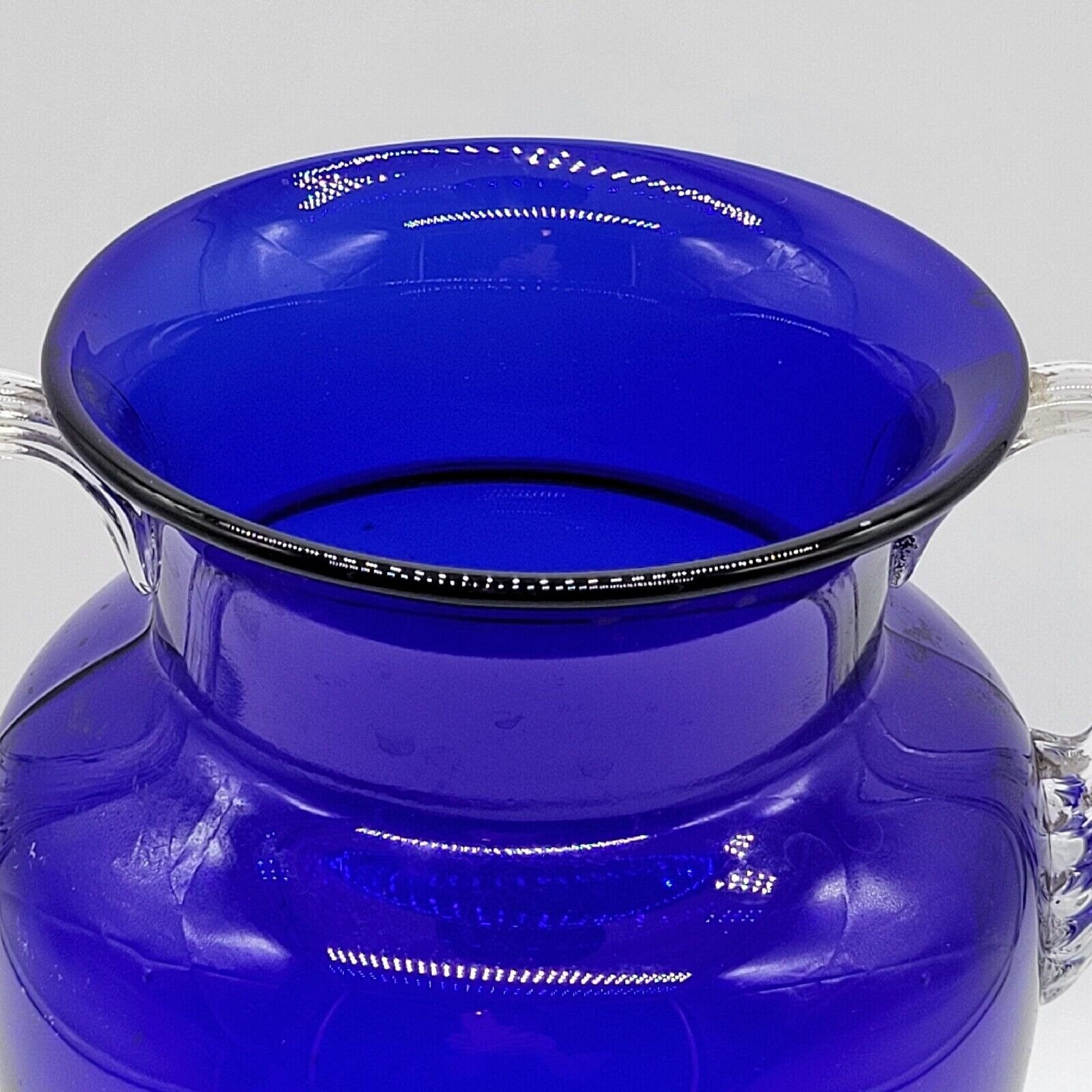 Vintage Cobalt Blue Glass Urn Style Vase With Applied Glass Handles ...