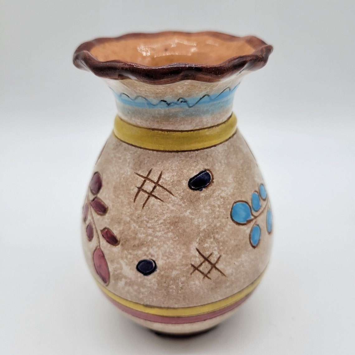 Small 5 Clay Bud Vase From Italy Handpainted Handmade - Etsy