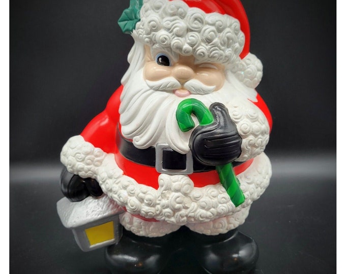 Vtg 1970's Ceramic Winking Santa Claus, Candy Cane & Lantern 13 Tall ...