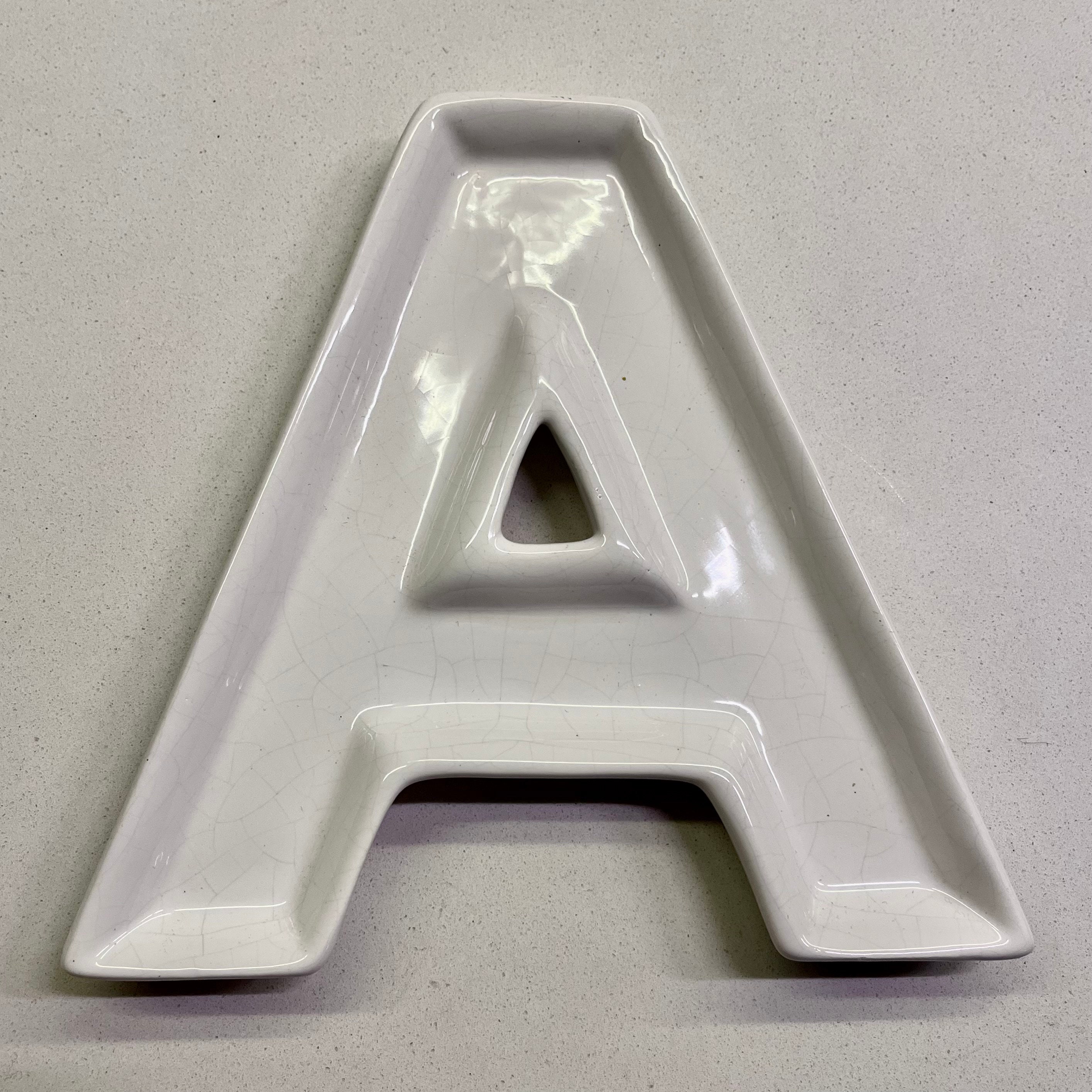 White Ceramic Letter A , Vintage White Alphabet Letter A, Letter R ...