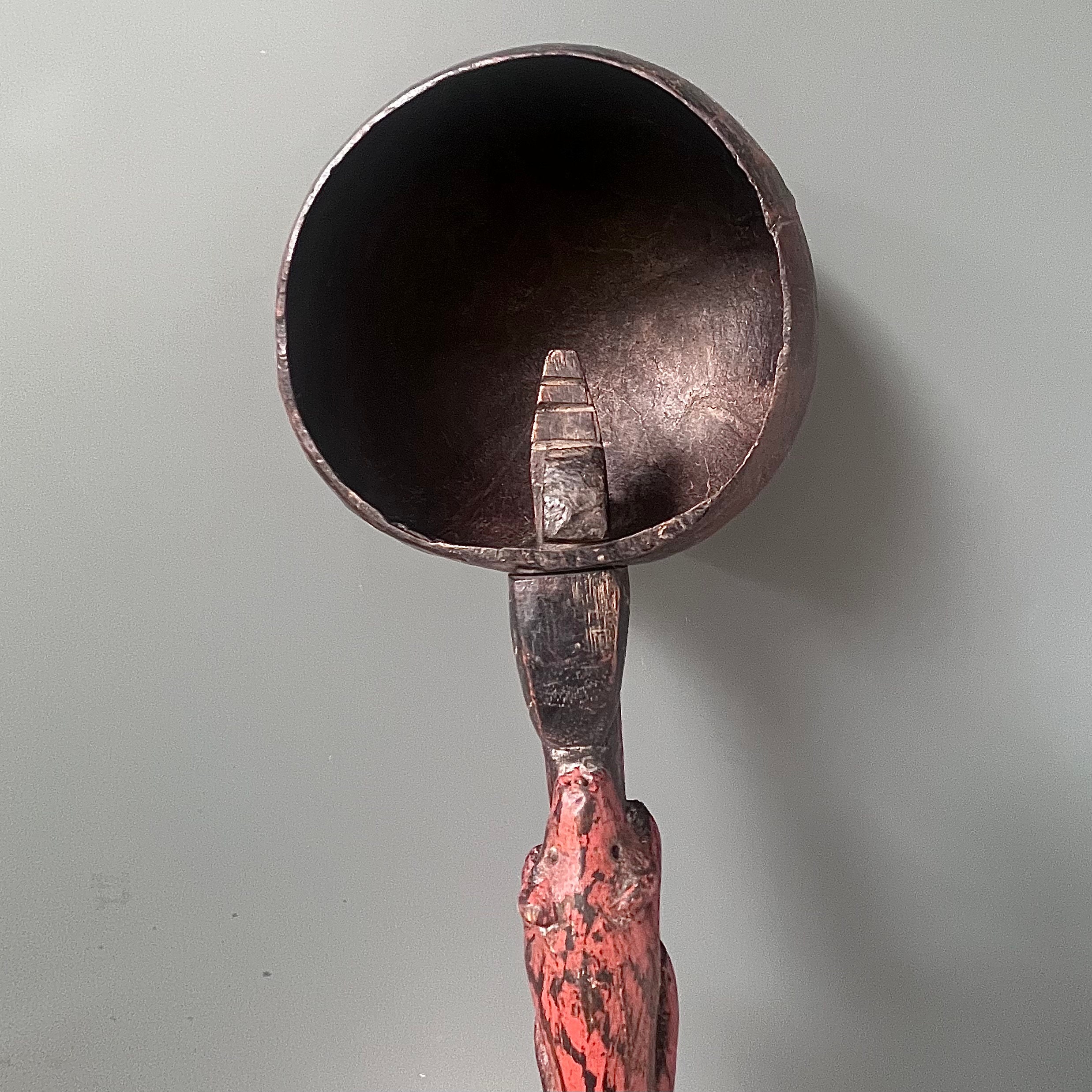 Vintage Carved Wood African Wood Spoon With Animal Handle , Red and ...