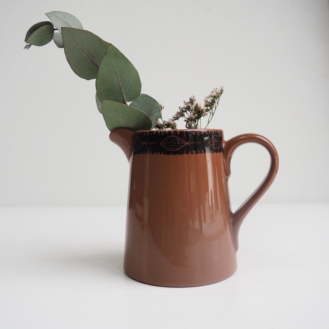 Vintage Dudson Brown Pottery Jug , Brown Ceramic Cream Jug , Vintage ...