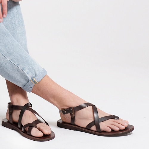 Mens Leather Sandals Strappy Summer Shoes Men Etsy