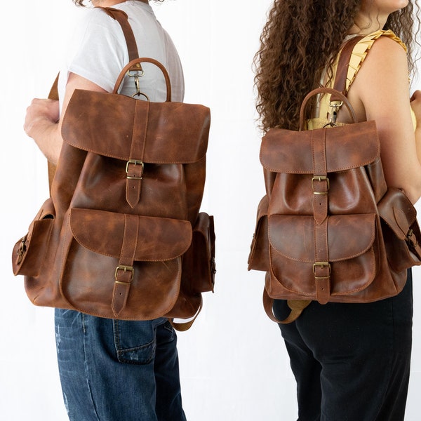 Leather Backpack Vintage - Etsy