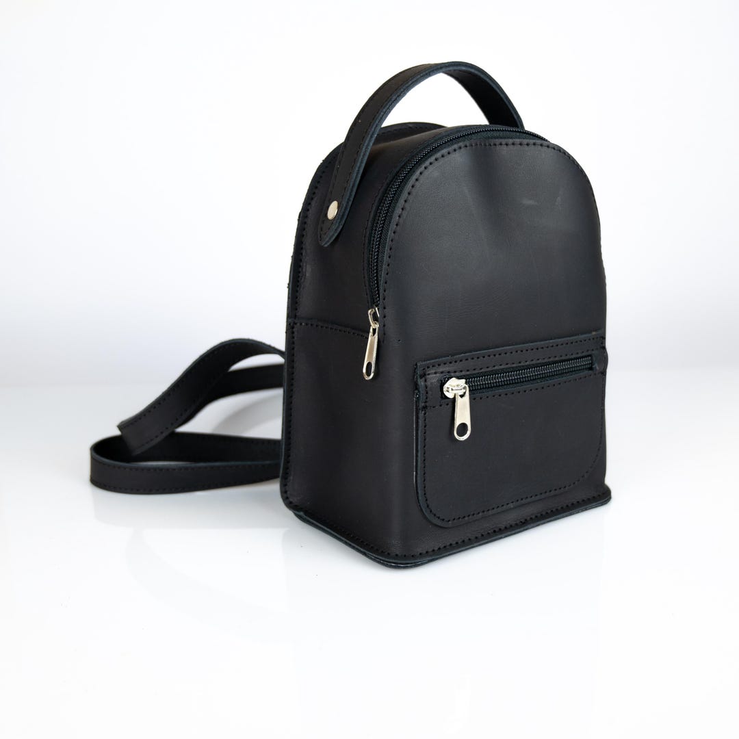 Mini Leather Backpack "theros" Black - Etsy