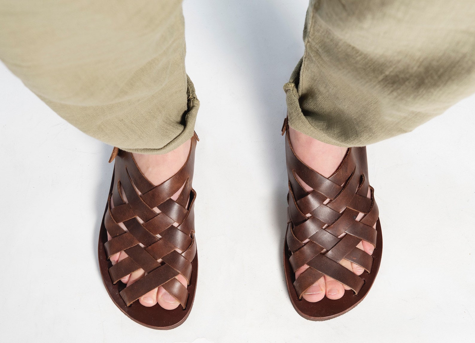 BROWN SANDALS MENS Leather Sandals Strappy Summer Shoes Men - Etsy