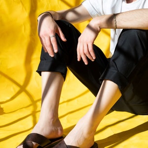 CROSS STRAPS SLIDES Mens Leather Sandals "paris" - Etsy