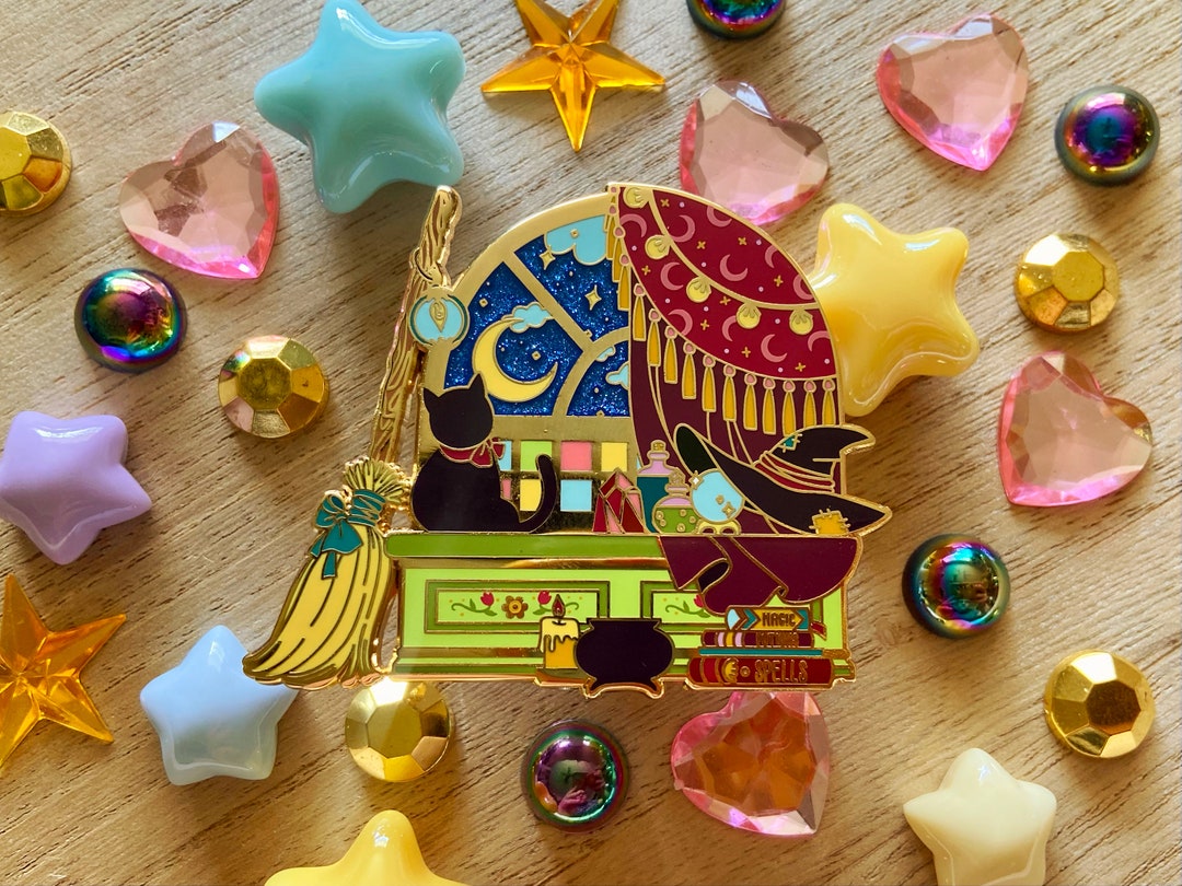 Witch’s Window - Hard Enamel Pin - Lapel Pin - Magic - Familiar - Black ...