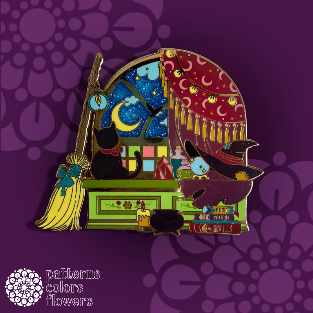 Witchs Window Hard Enamel Pin Lapel Pin Magic Familiar Black Cat ...