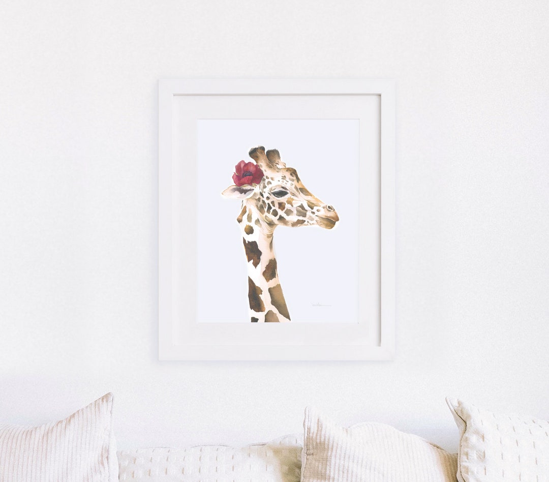 Giraffe Flower, Giraffe Wall Art Nursery, Printable Art, Nursery Decor ...