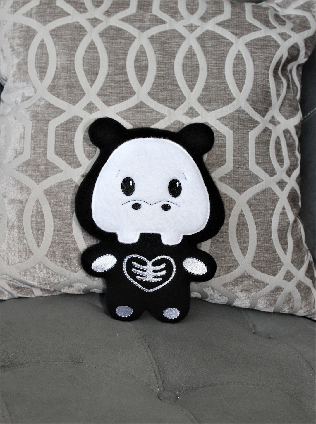 Goth Skeleton Halloween Hippo 9" Doll Gothic Hippopotamus for Christmas ...